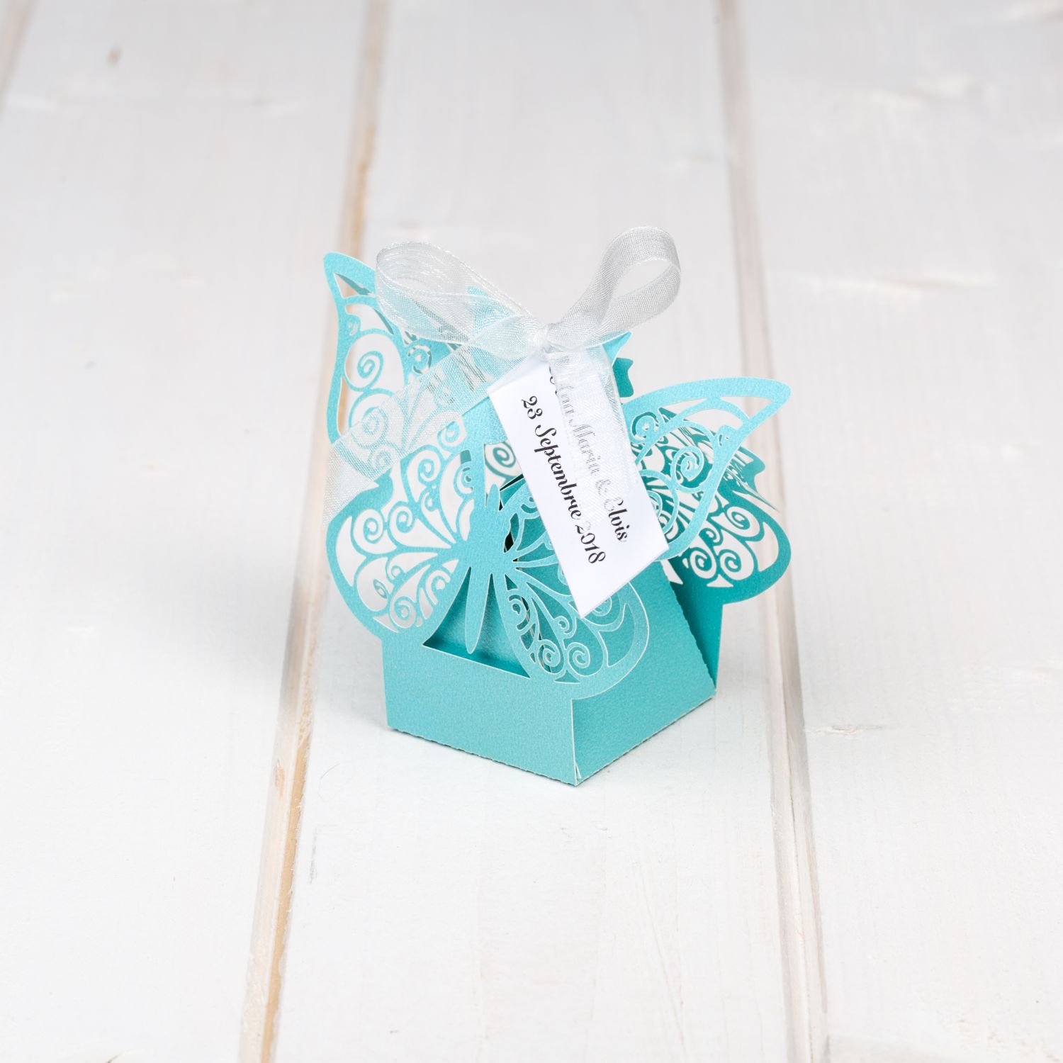 Marturii botez cutiute fluture bleu